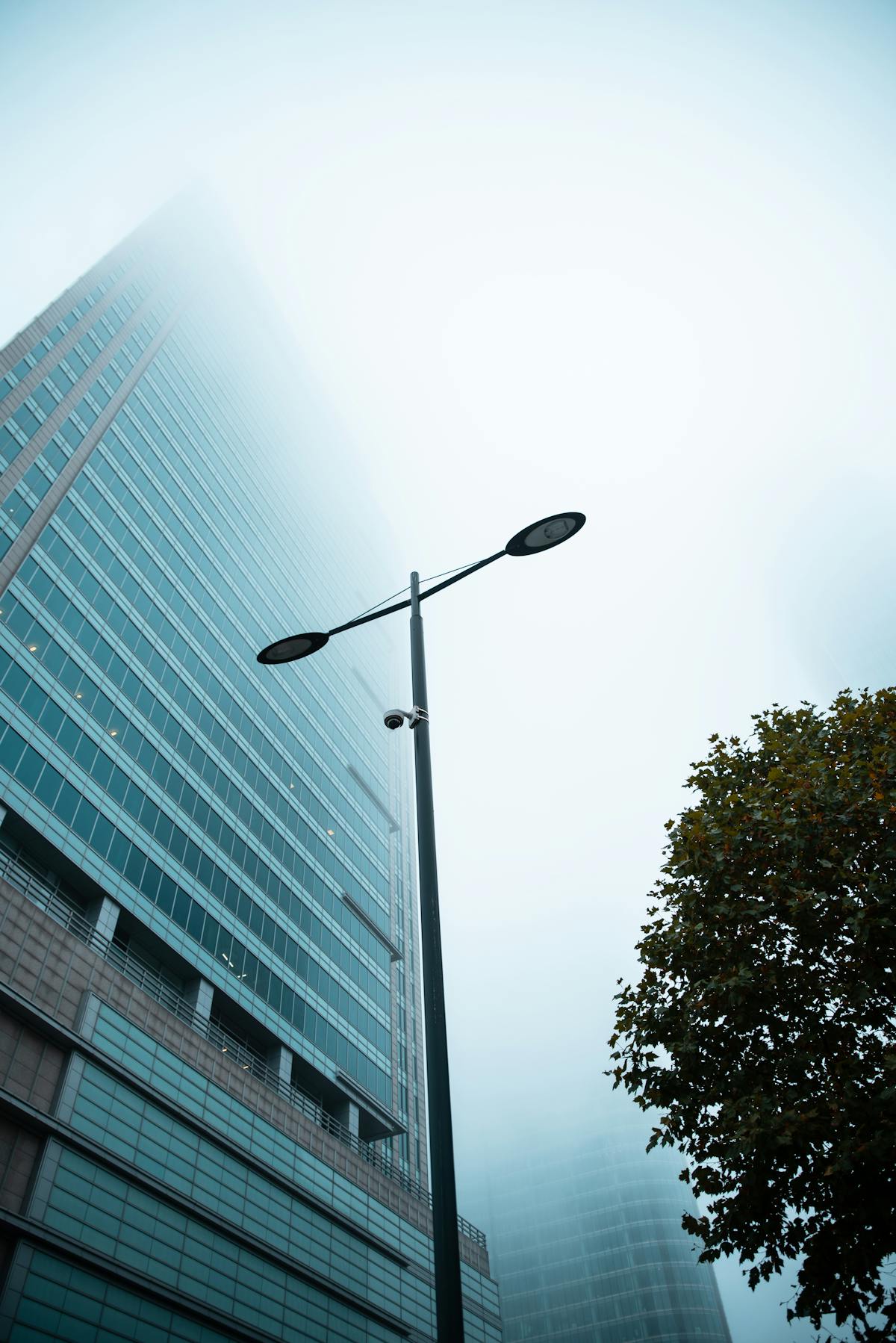 Foggy London street with moody atmosphere