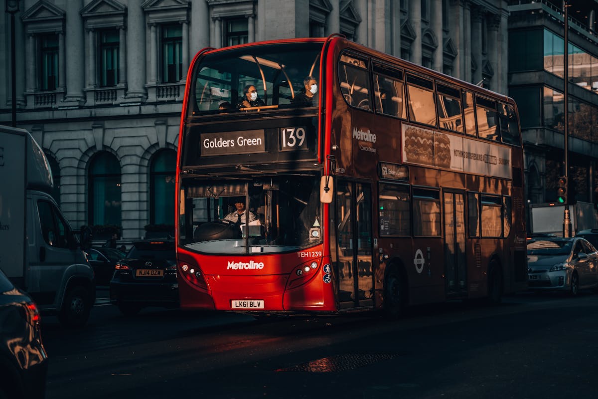 Classic red London double-decker bus