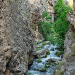 River gorge with boardwalk trail showing limestone canyon walls