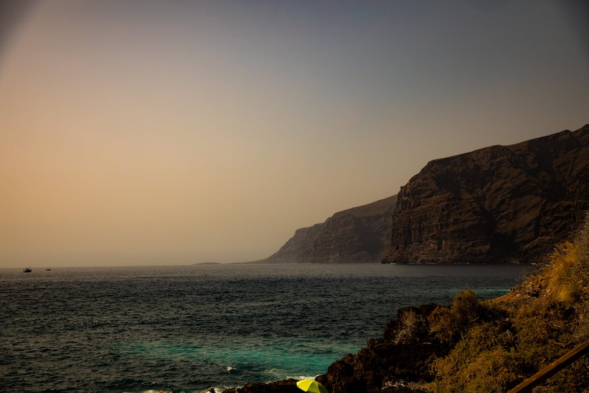 Sunset over the Los Gigantes cliffs in Tenerife