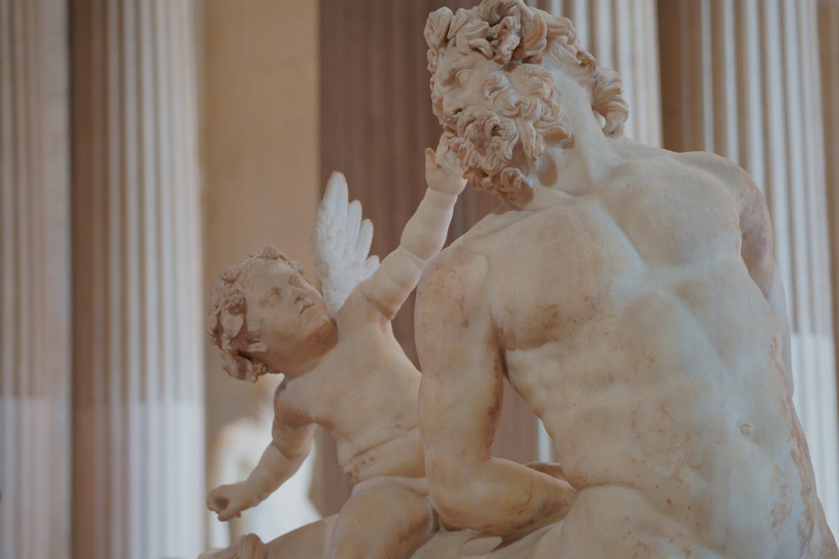 Marble sculpture of Eros on a centaur in the Louvre Museum