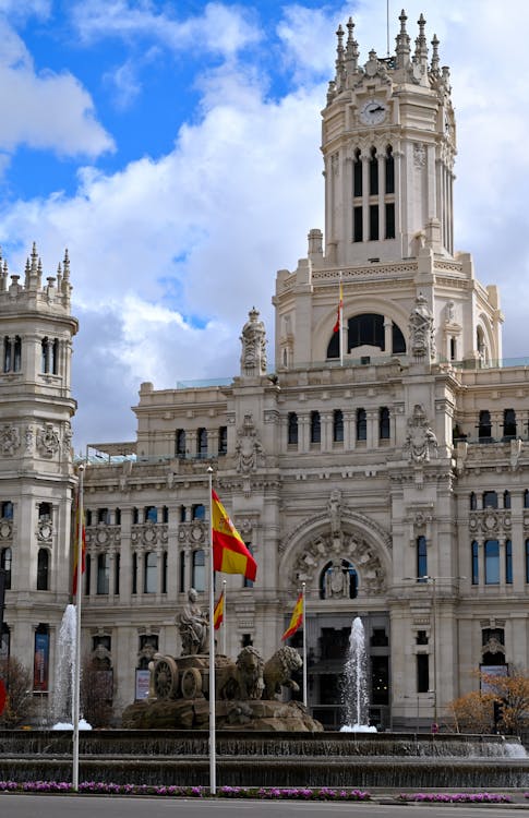 Cibeles Fountain with the Palace of Communications in Madrid