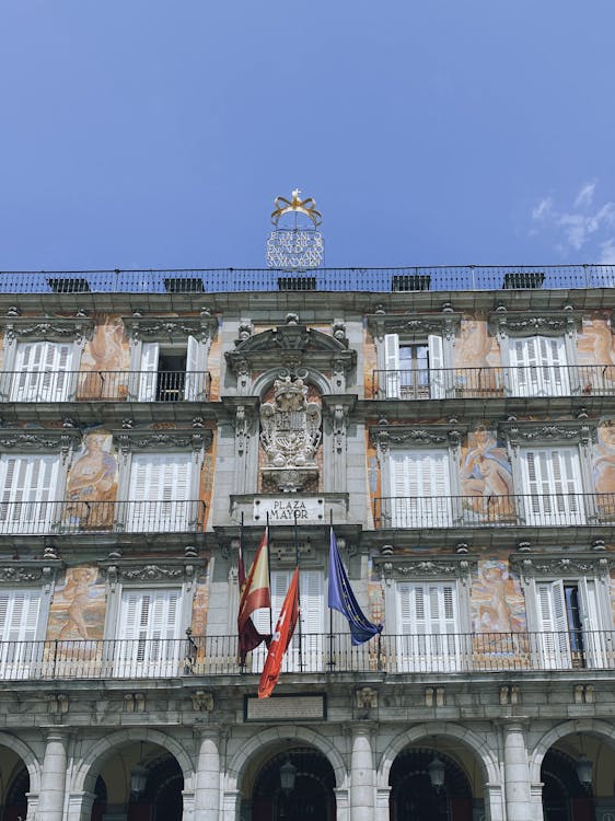 Casa de la Panaderia with painted frescoes at Plaza Mayor in Madrid