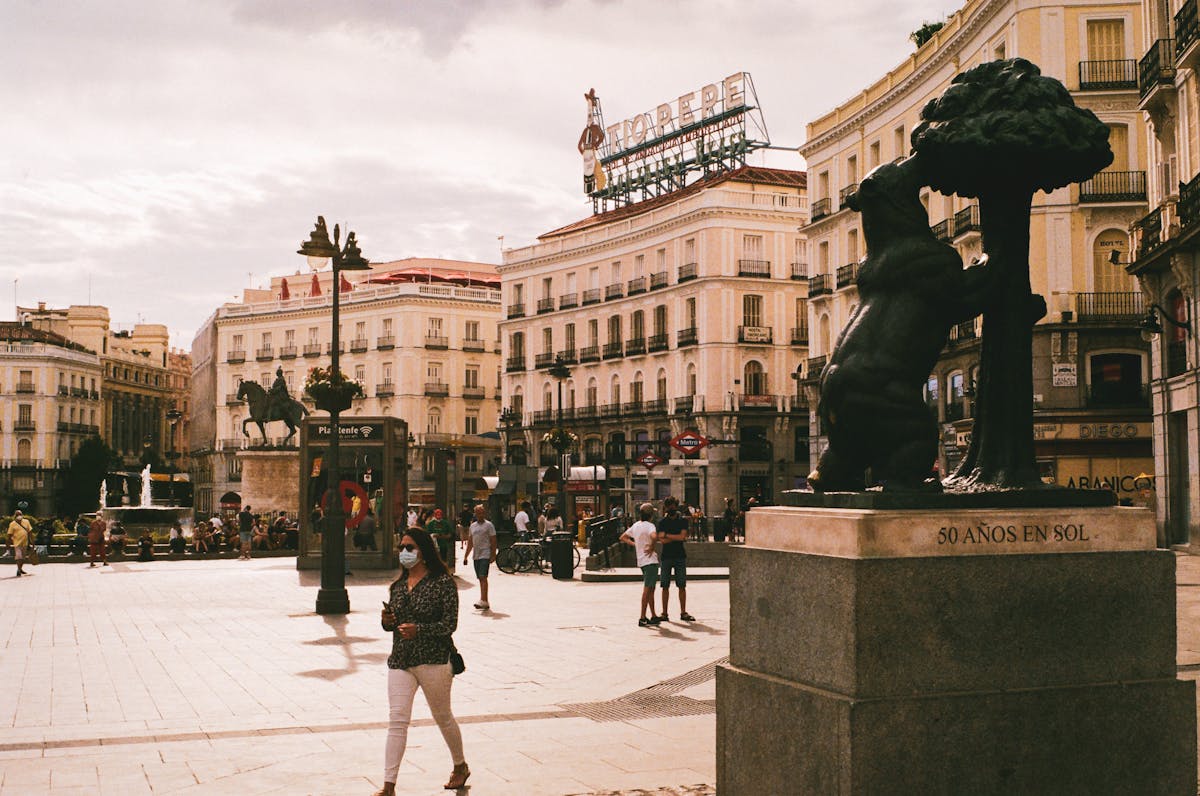 Puerta del Sol in Madrid with Bear and Strawberry Tree sculpture