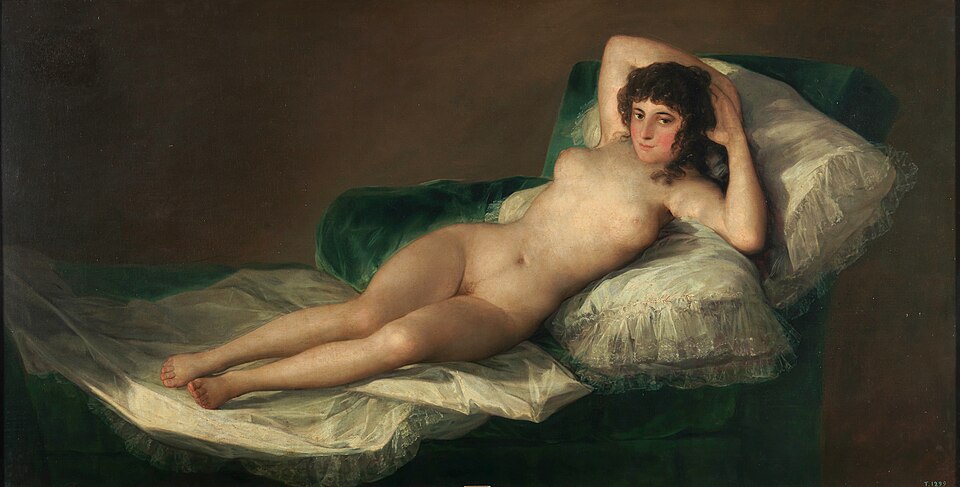 La Maja Desnuda painting by Francisco de Goya, displayed at the Prado Museum in Madrid
