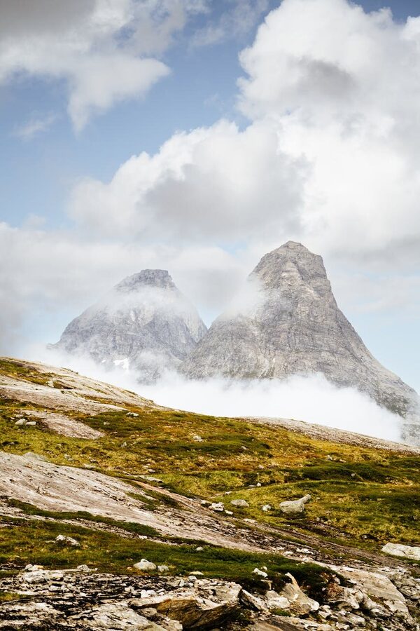 Coastal landscape in Nordland with mountains and ocean
