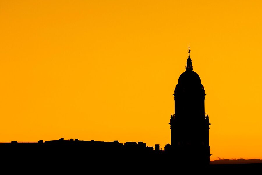 Evening panoramic view of M&aacute;laga city and its coastline