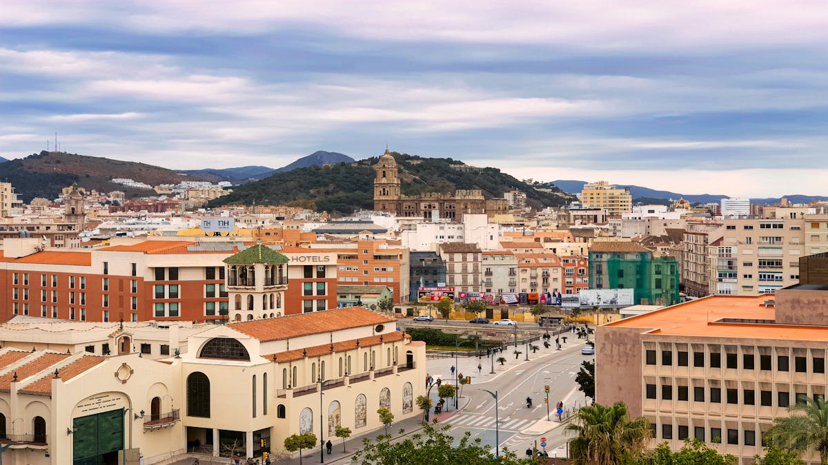 Malaga historic architecture and modern buildings cityscape