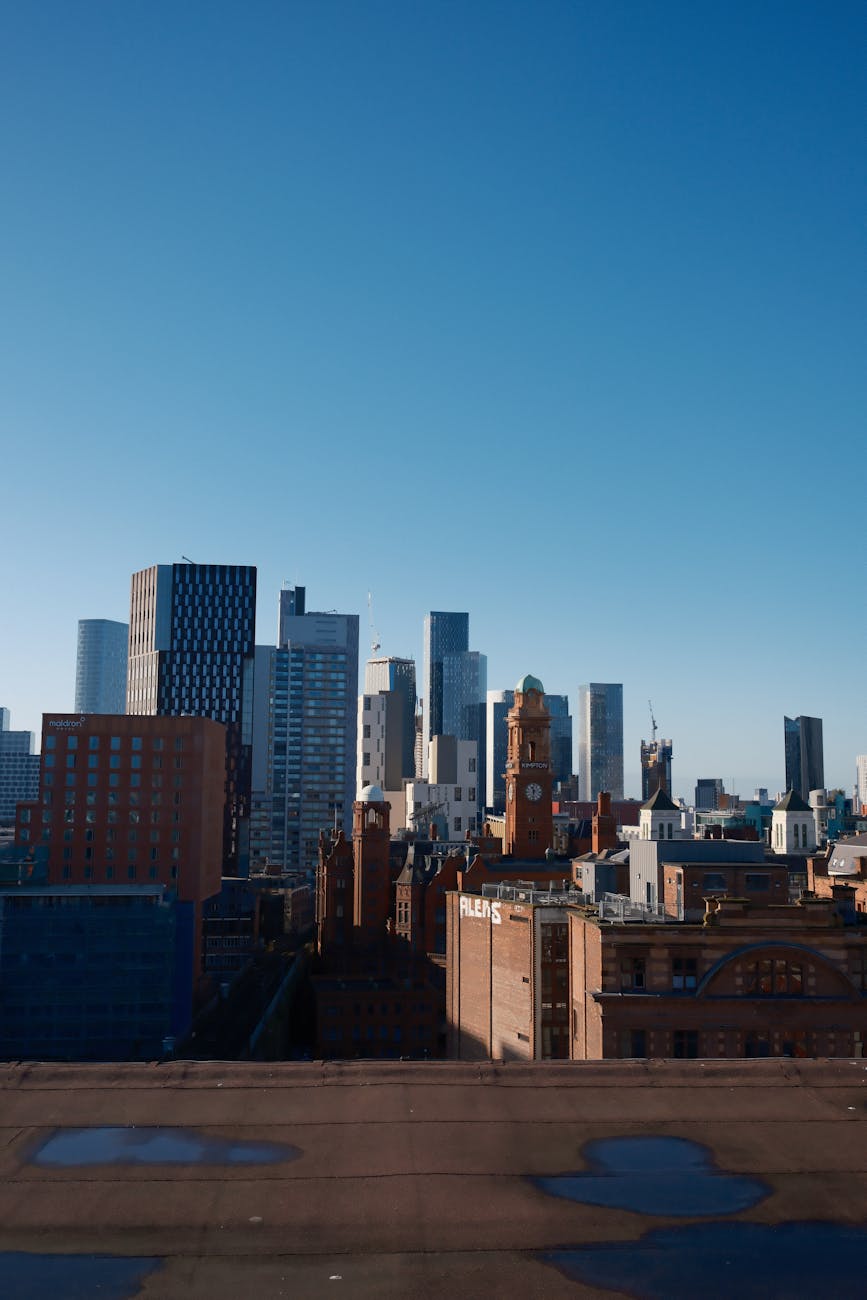 Modern Manchester skyline featuring the Beetham Tower and Deansgate Square