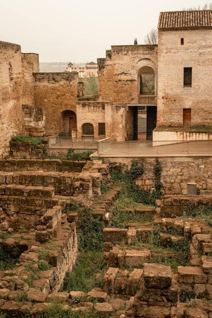Caliphate era stone ruins at Medina Azahara showing excavated foundations