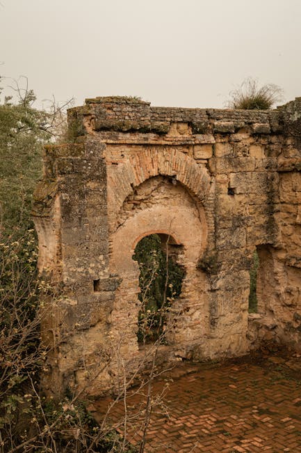 Excavated palace ruins at Medina Azahara showing stone walls and foundations