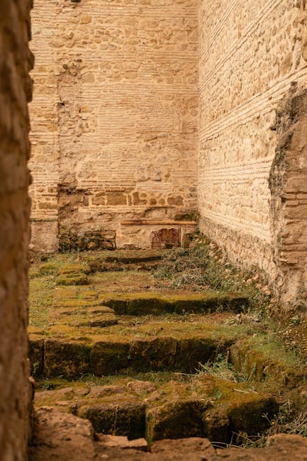 Stone passageway at Medina Azahara with ancient walls