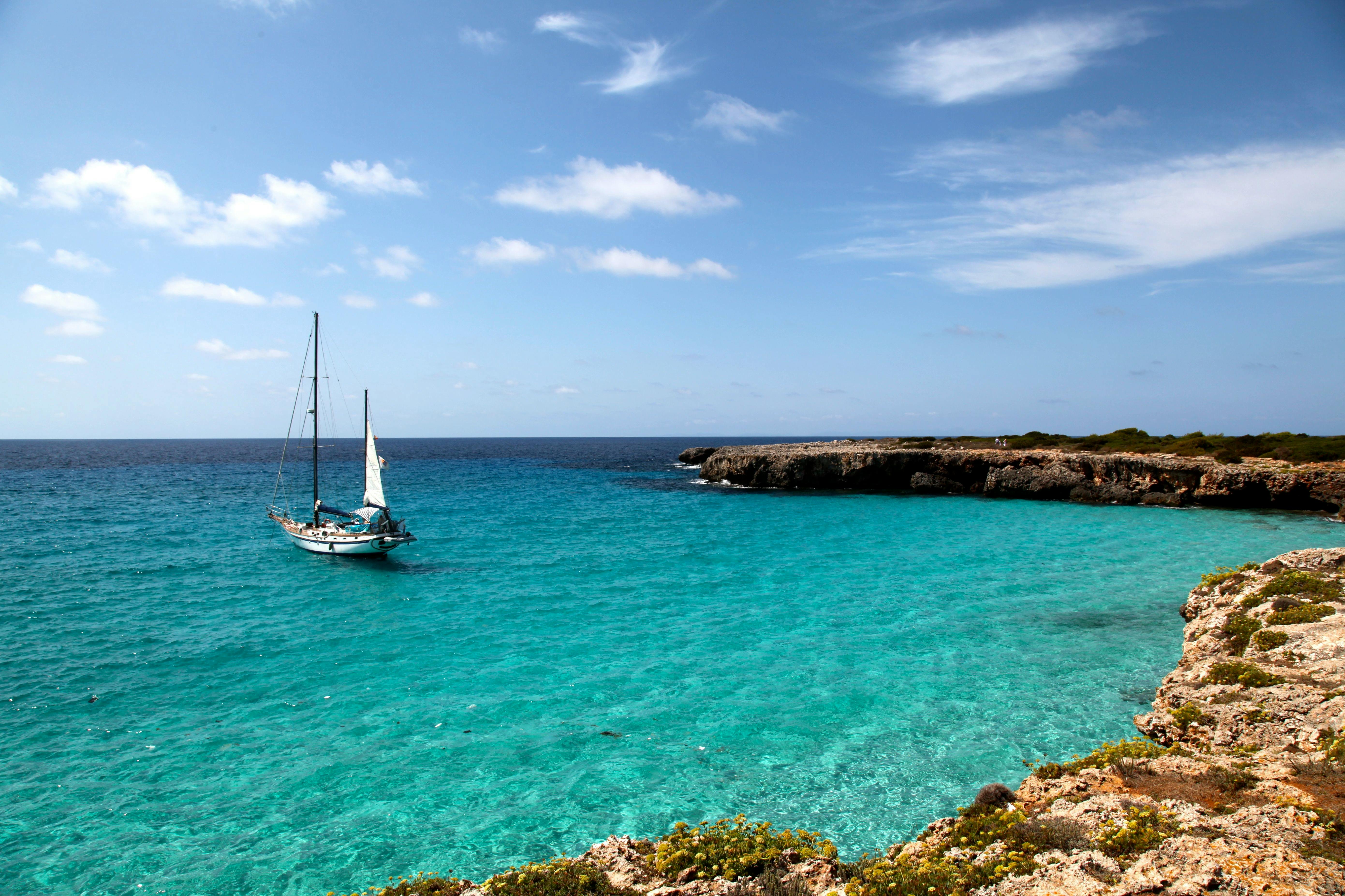 Sailing boat along the coast of Ciutadella de Menorca