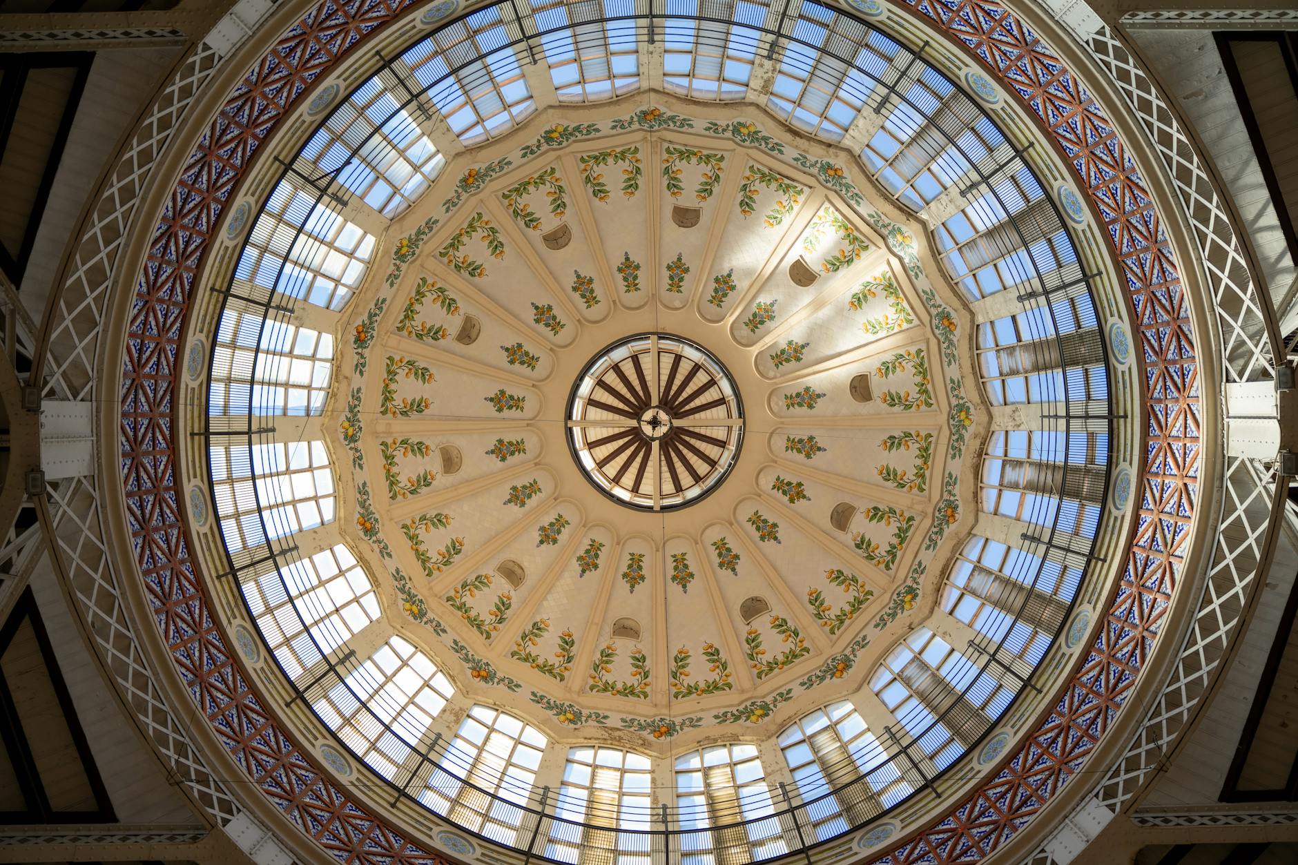 Art Nouveau dome ceiling of Mercat Central in Valencia