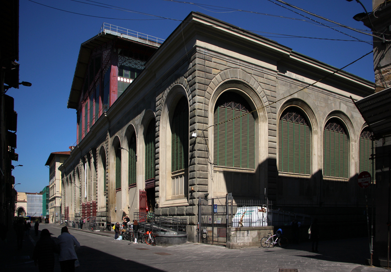Exterior view of Mercato Centrale market building in Florence Italy