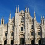 The Milan Cathedral (Duomo di Milano) rising above Piazza del Duomo on a clear day