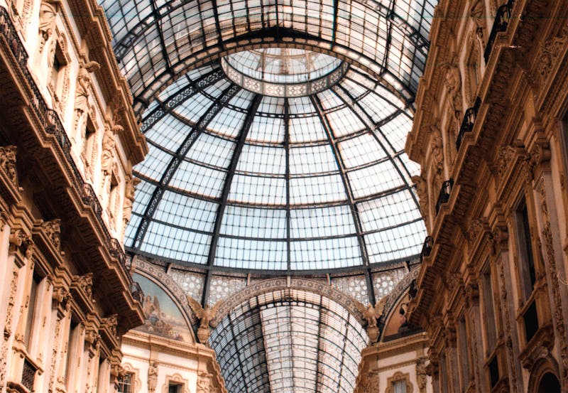 Stunning glass dome interior of Galleria Vittorio Emanuele II