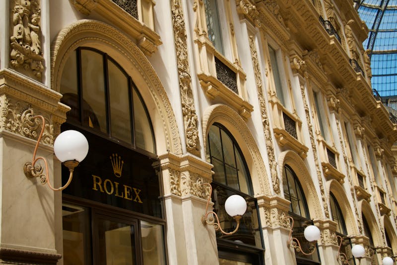 Close-up exterior of ornate architecture at Galleria Vittorio Emanuele II Milan