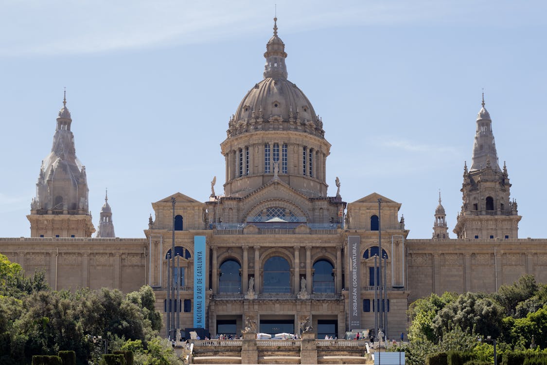 Front view of the National Art Museum of Catalonia MNAC showing grand facade