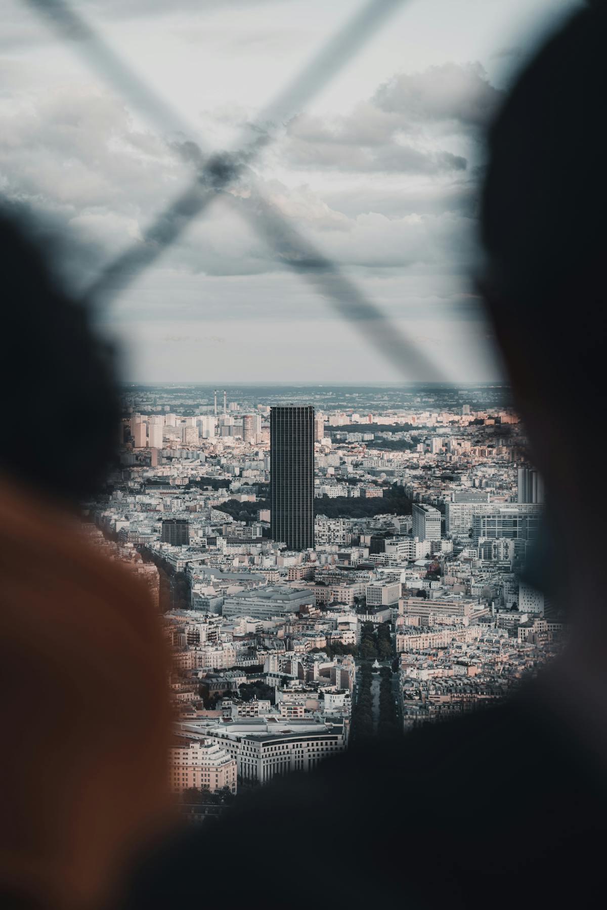 Aerial view of Montparnasse Tower with Paris skyline in background