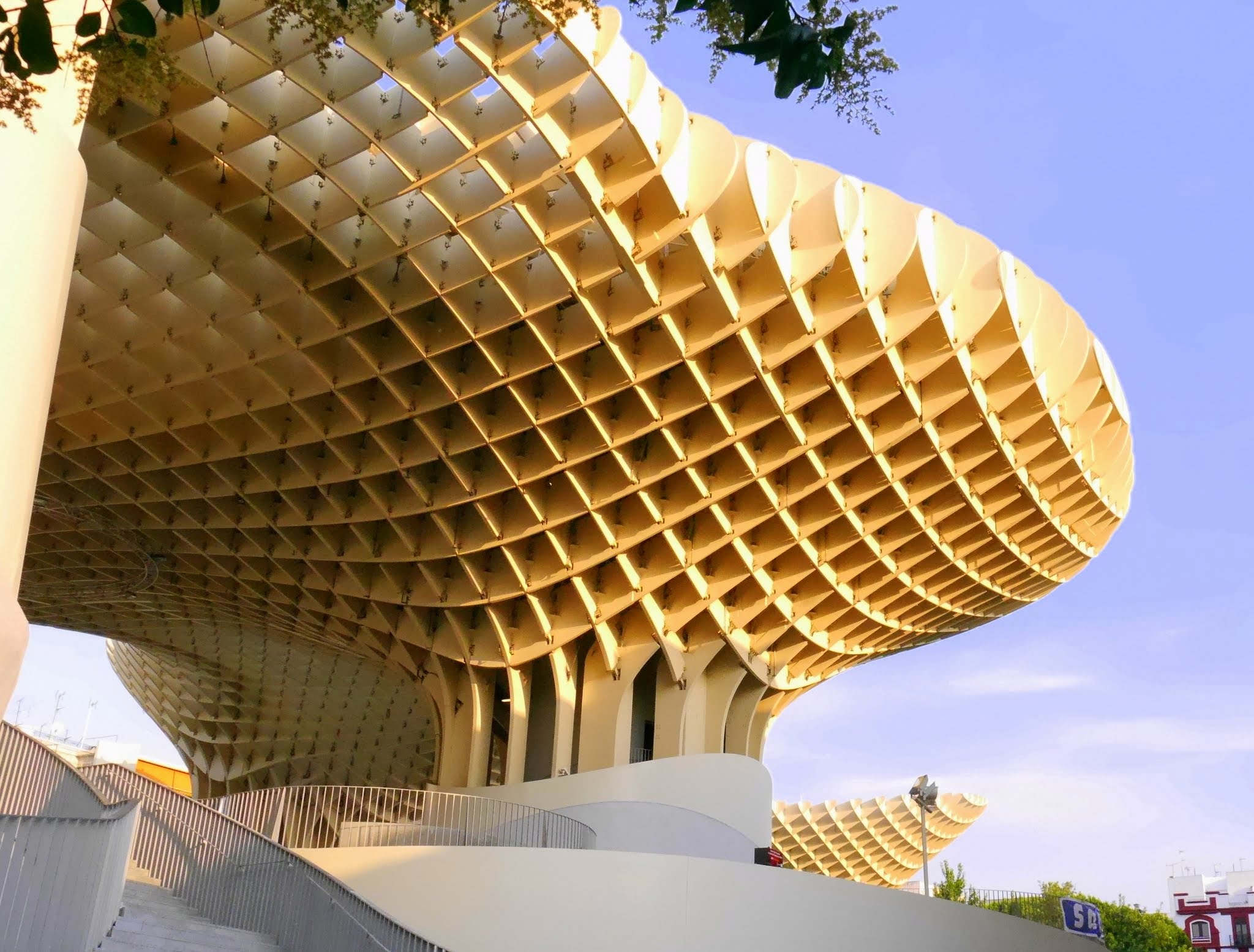 Metropol Parasol illuminated at night in Seville Spain
