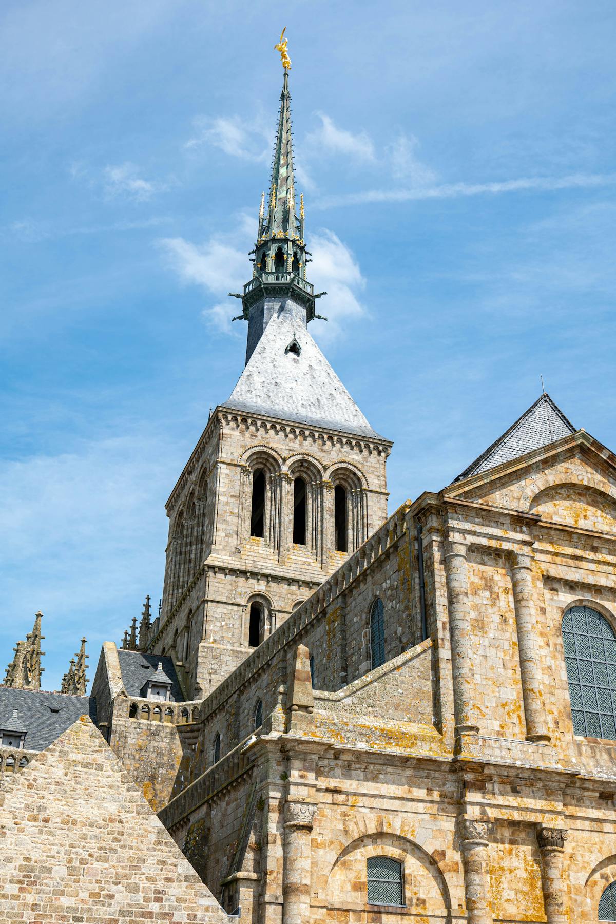 Stunning view of Le Mont-Saint-Michel Abbey, a historic architectural landmark in Normandy