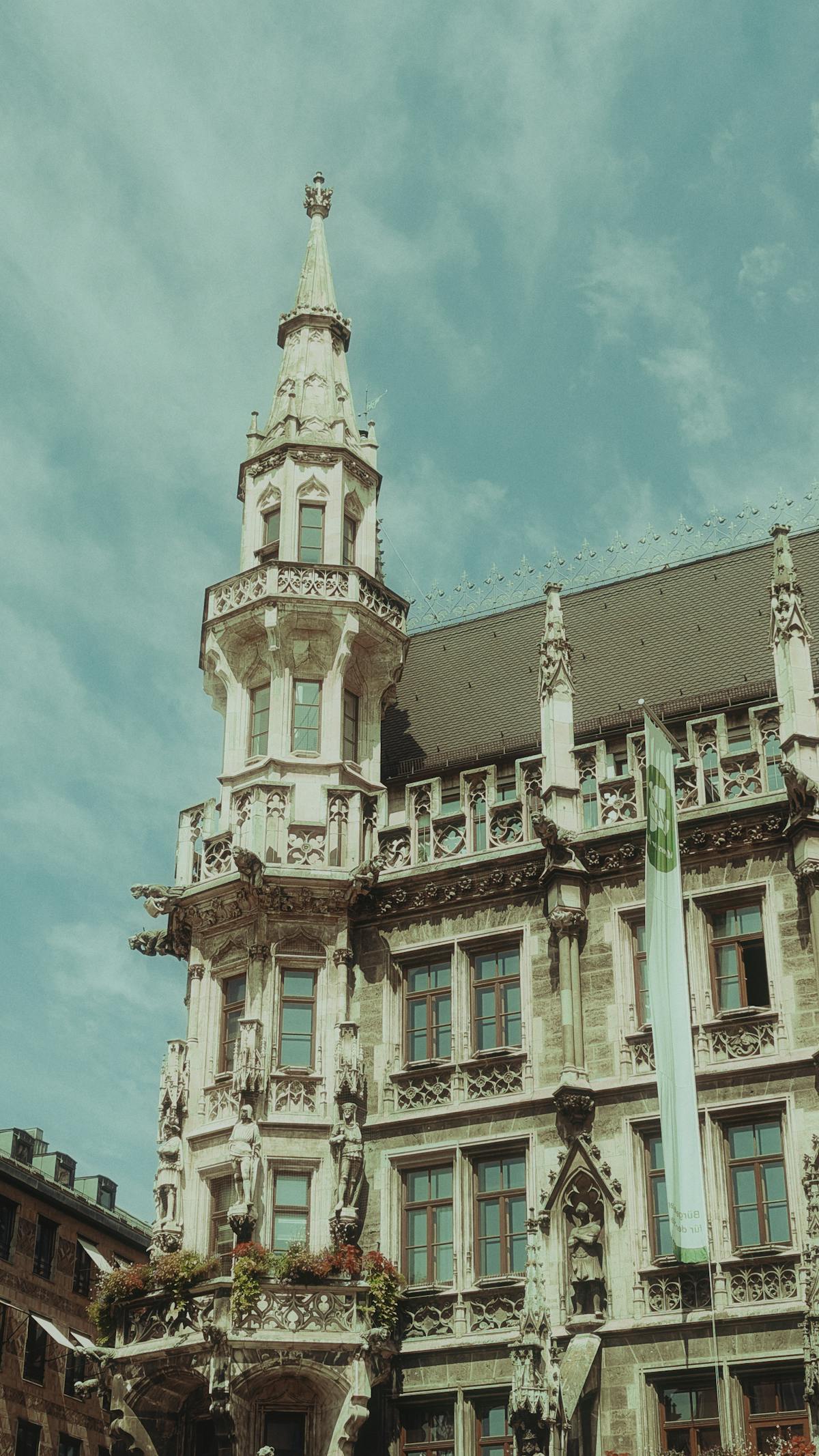 The neo-Gothic New Town Hall at Marienplatz in Munich with its ornate facade