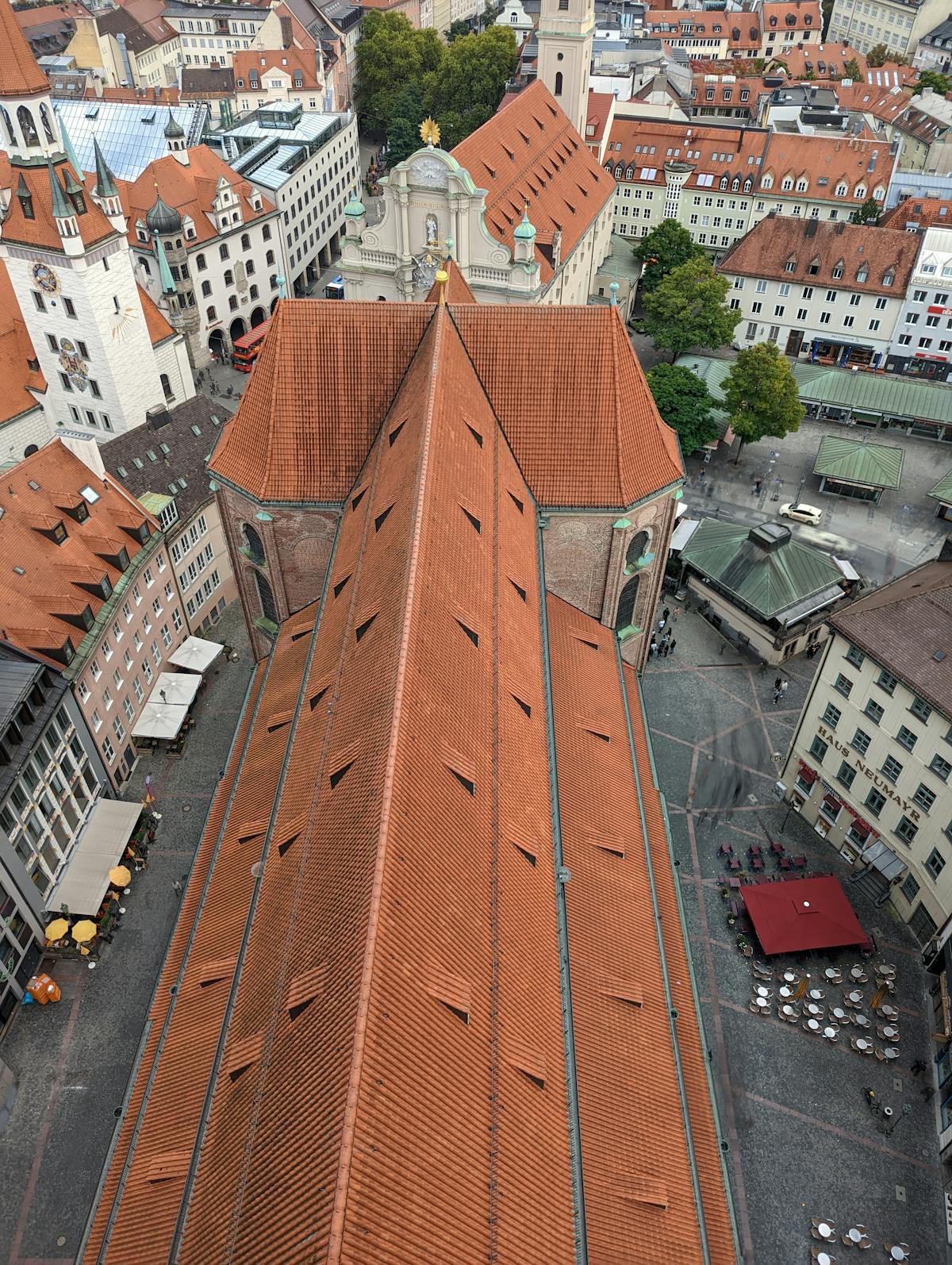 View of Munich historic buildings and rooftops from above