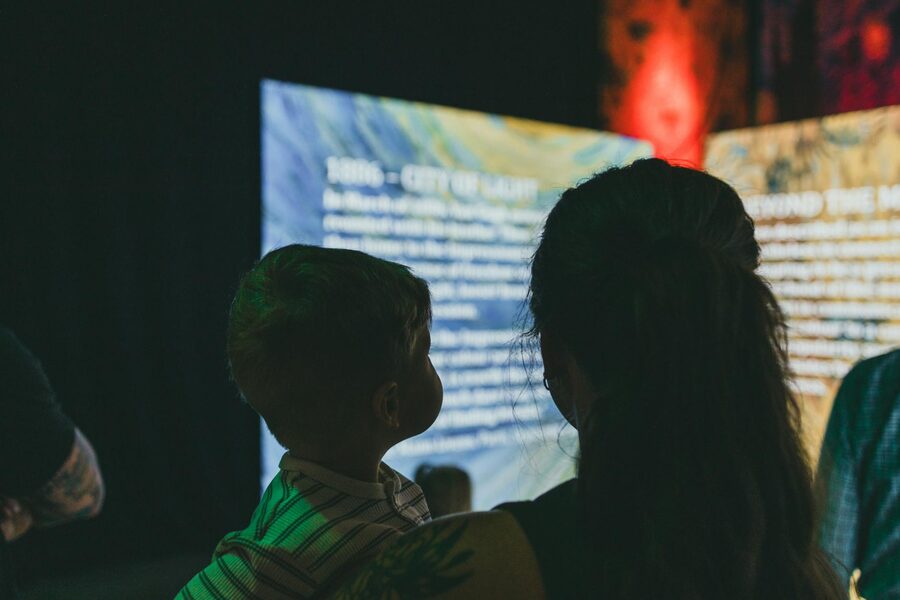 Museum exhibit with interactive lights