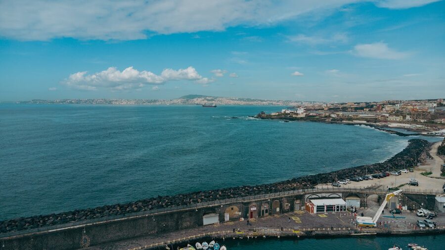 Stunning aerial view of the Naples coastline showing the bay and cityscape