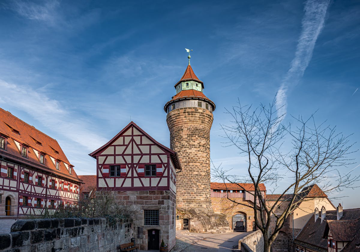 Charming view of medieval Nuremberg Castle and architecture in Bavaria