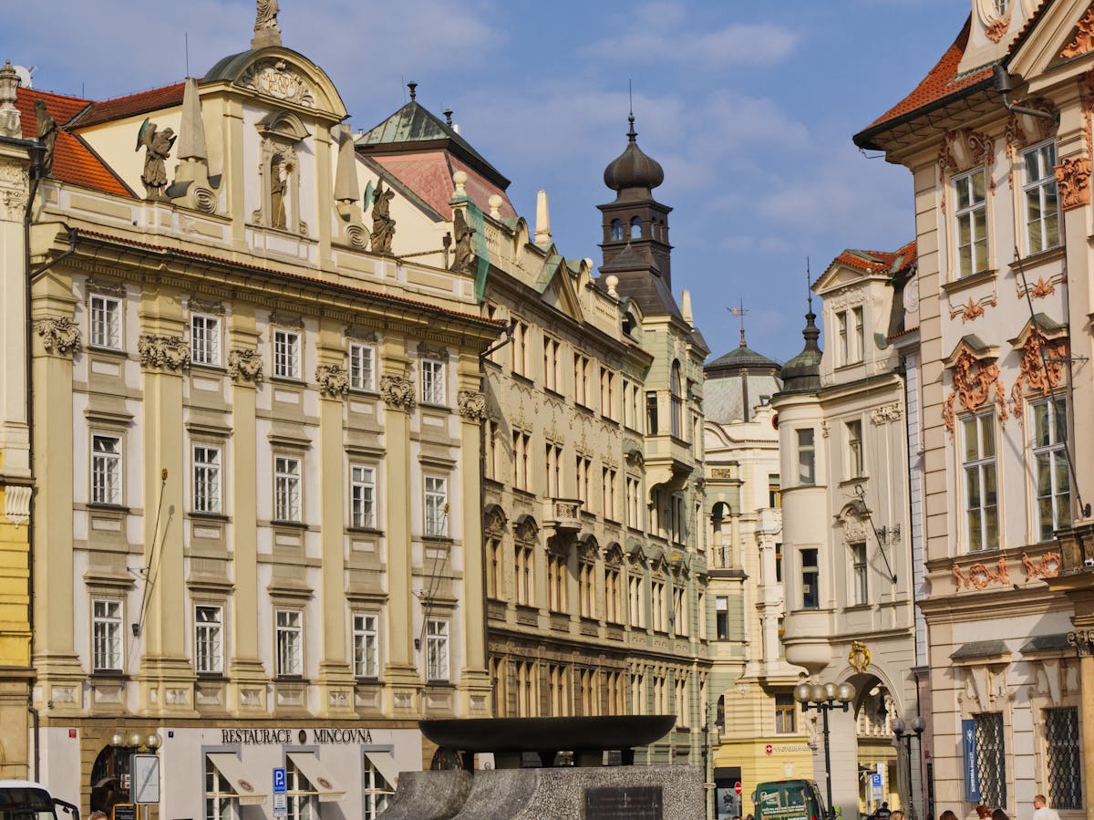 View of ornate historic buildings in Prague Old Town capturing architectural elegance
