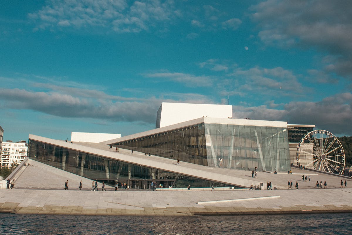 Modern architecture of Oslo Opera House in summer