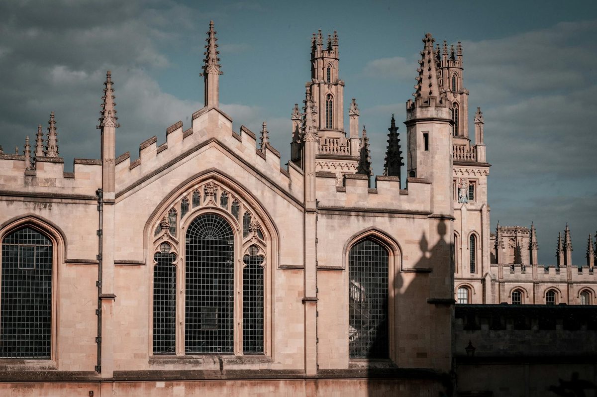 Gothic architecture tower of an Oxford University building