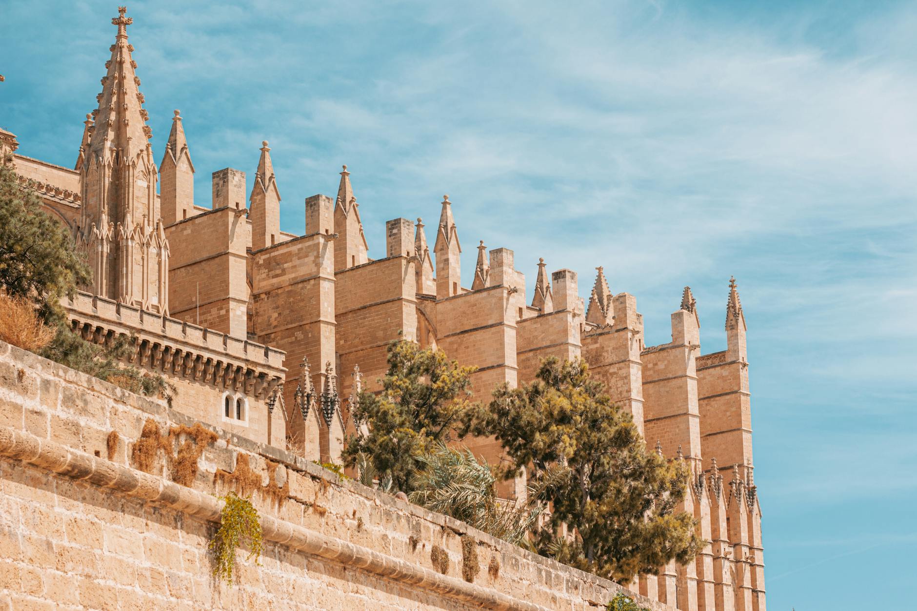 Palma de Mallorca Cathedral La Seu illuminated by morning light