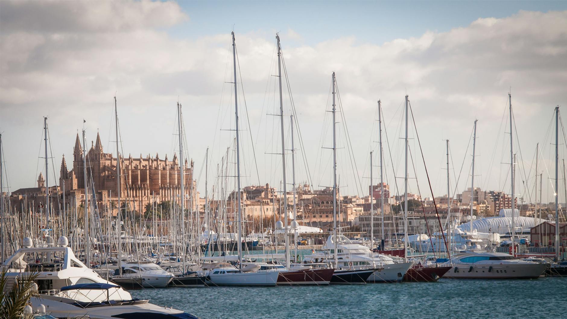 Palma de Mallorca harbour with sailing boats and yachts