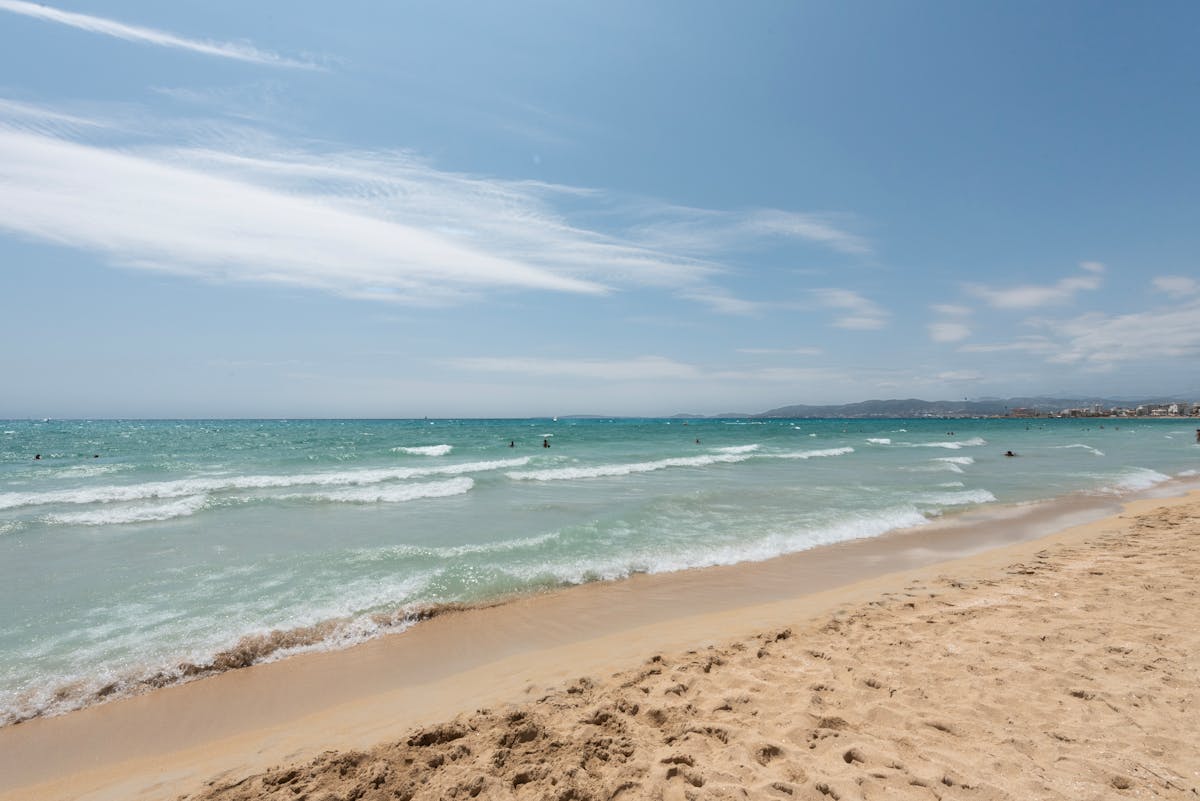 Coastline of Palma Mallorca with clear skies and gentle waves