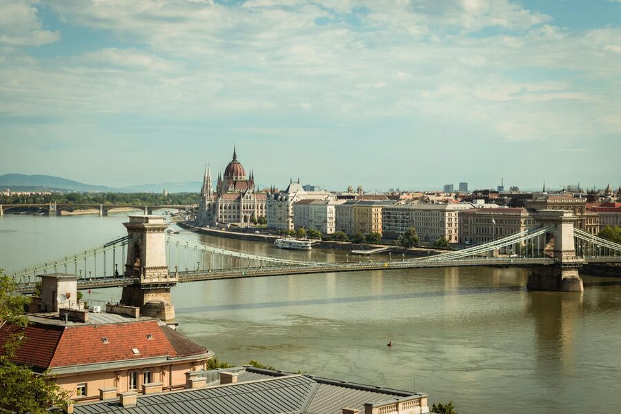 Panoramic view of Budapest showcasing Chain Bridge and Hungarian Parliament