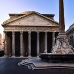 The Pantheon exterior with the Fontana del Pantheon in Piazza della Rotonda Rome