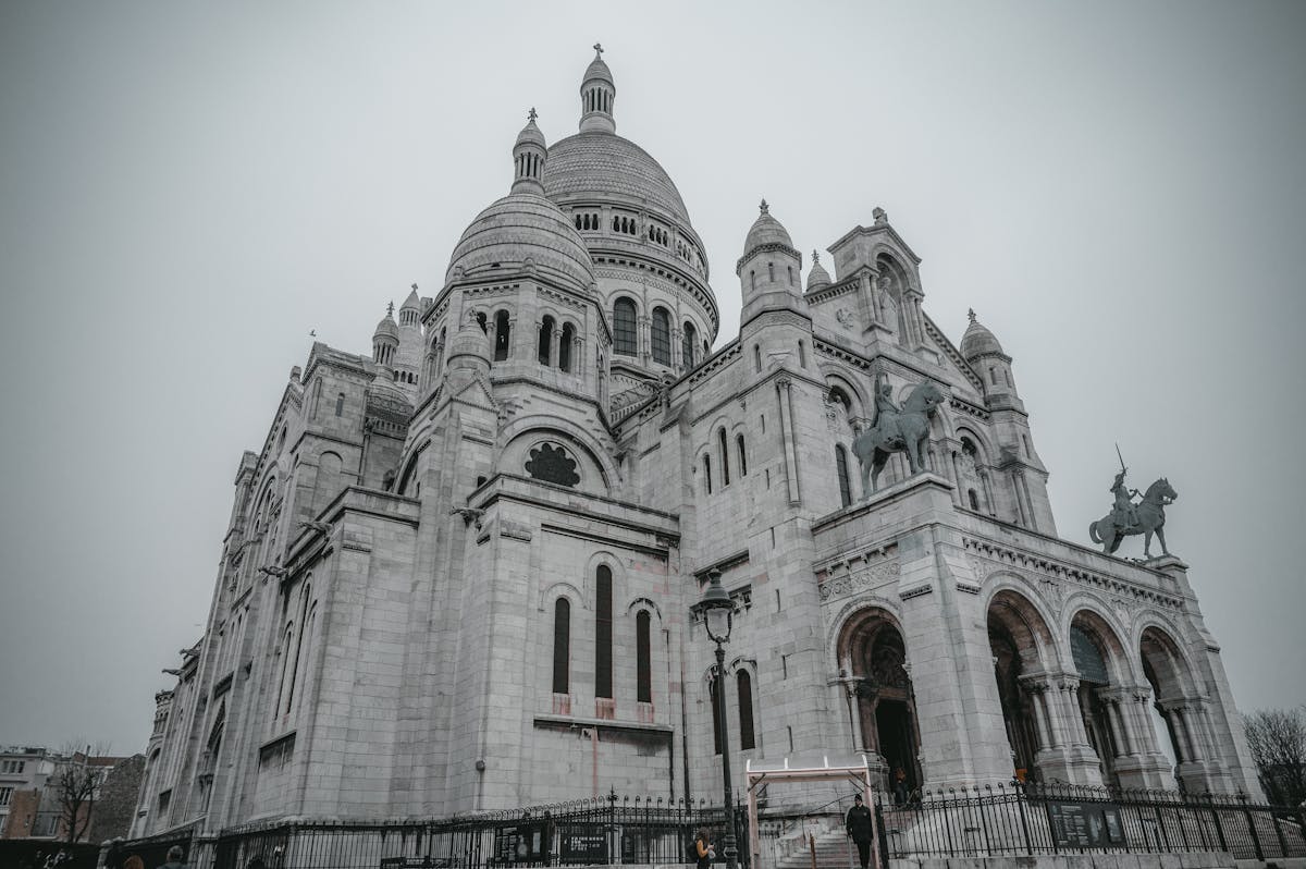 The Sacre-Coeur Basilica on top of Montmartre hill in Paris