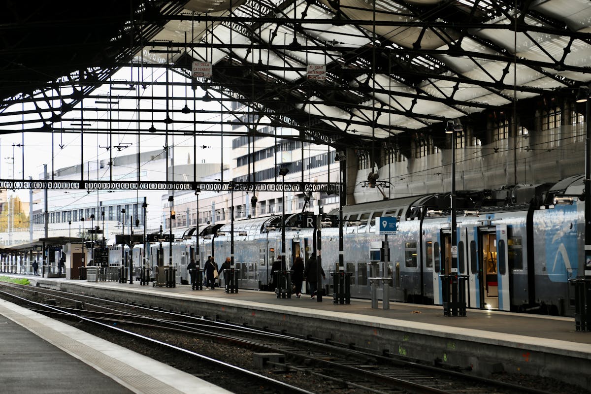 Interior of a Paris train station with elegant architecture