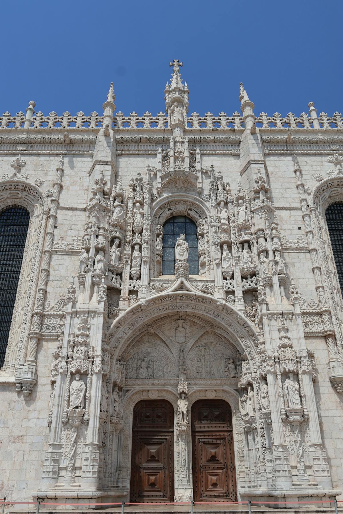 Close-up view of the impressive south portal of Jeronimos Monastery