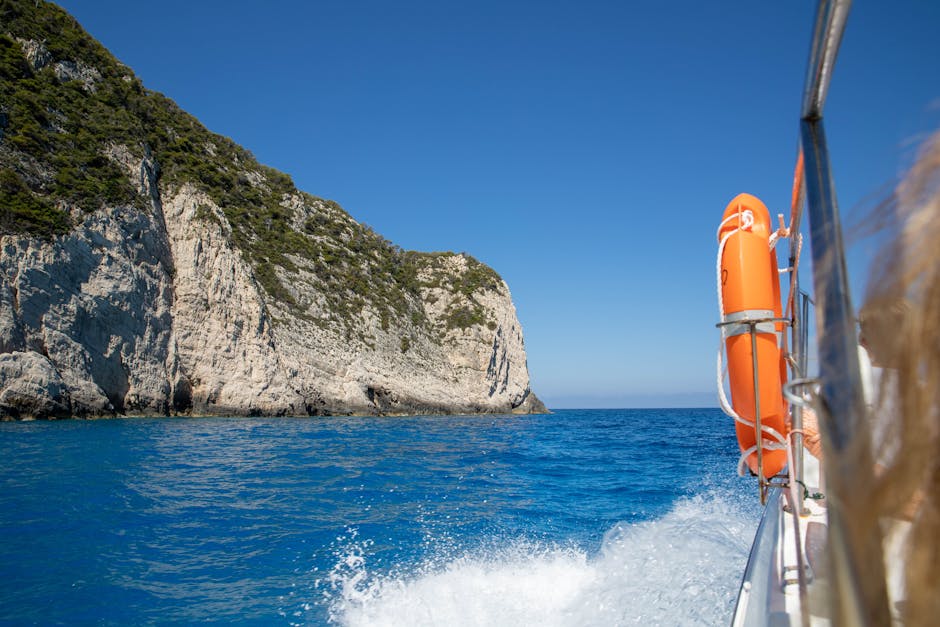 Stunning cliffs of Zakynthos from a boat's perspective