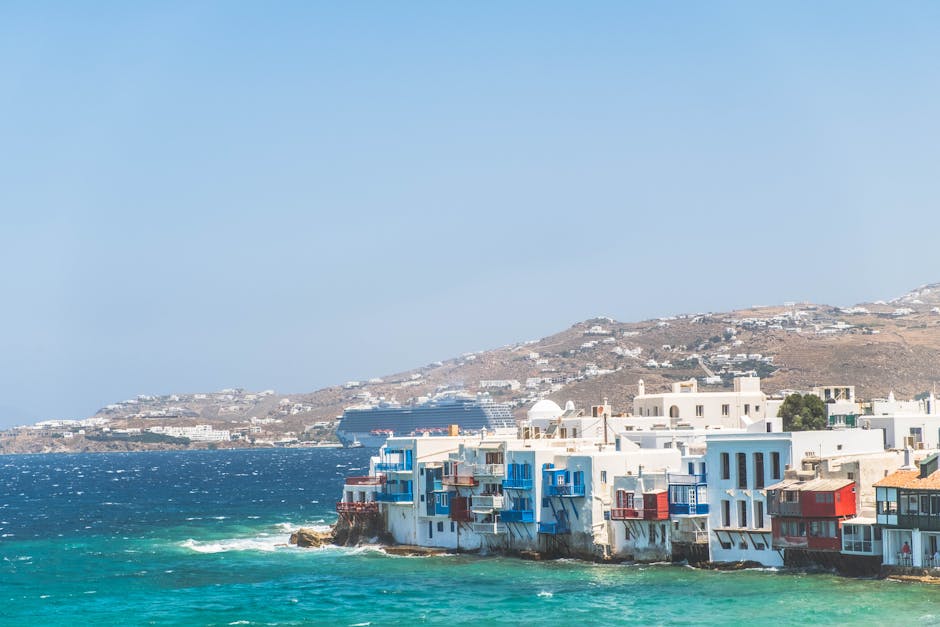 Little Venice waterfront district in Mykonos, Greece with colorful buildings