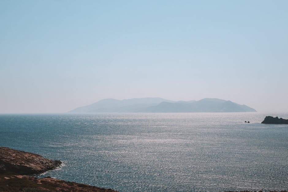 Peaceful view of the Aegean Sea with distant Greek islands