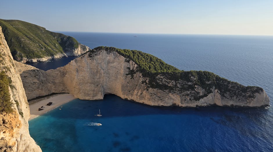 Stunning aerial view of Navagio Beach, Shipwreck Beach, on Zakynthos Island