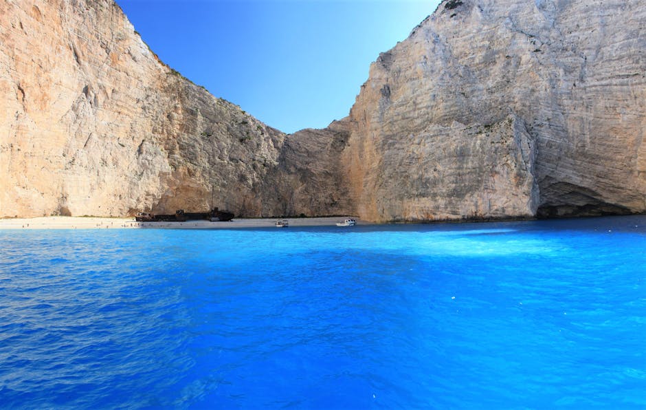 Turquoise waters and the iconic shipwreck at Navagio Beach