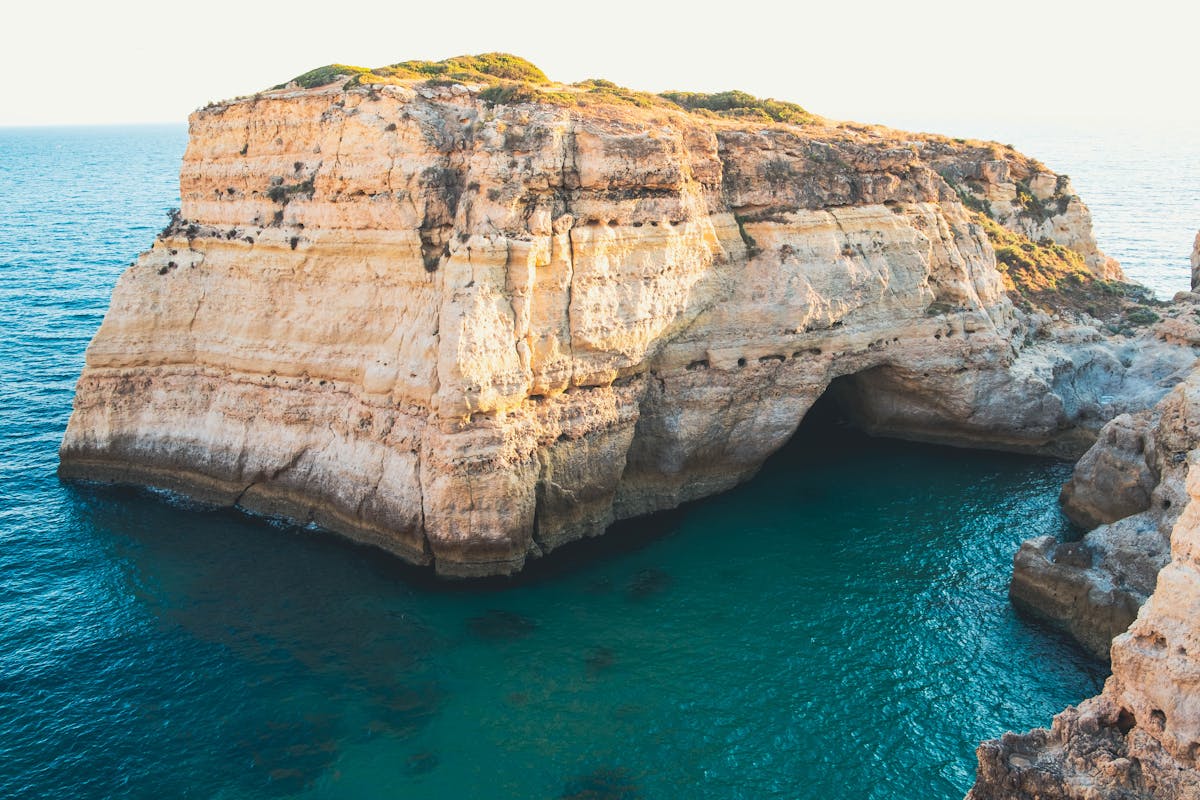 A beautiful rock formation along the Algarve coast in Faro District Portugal