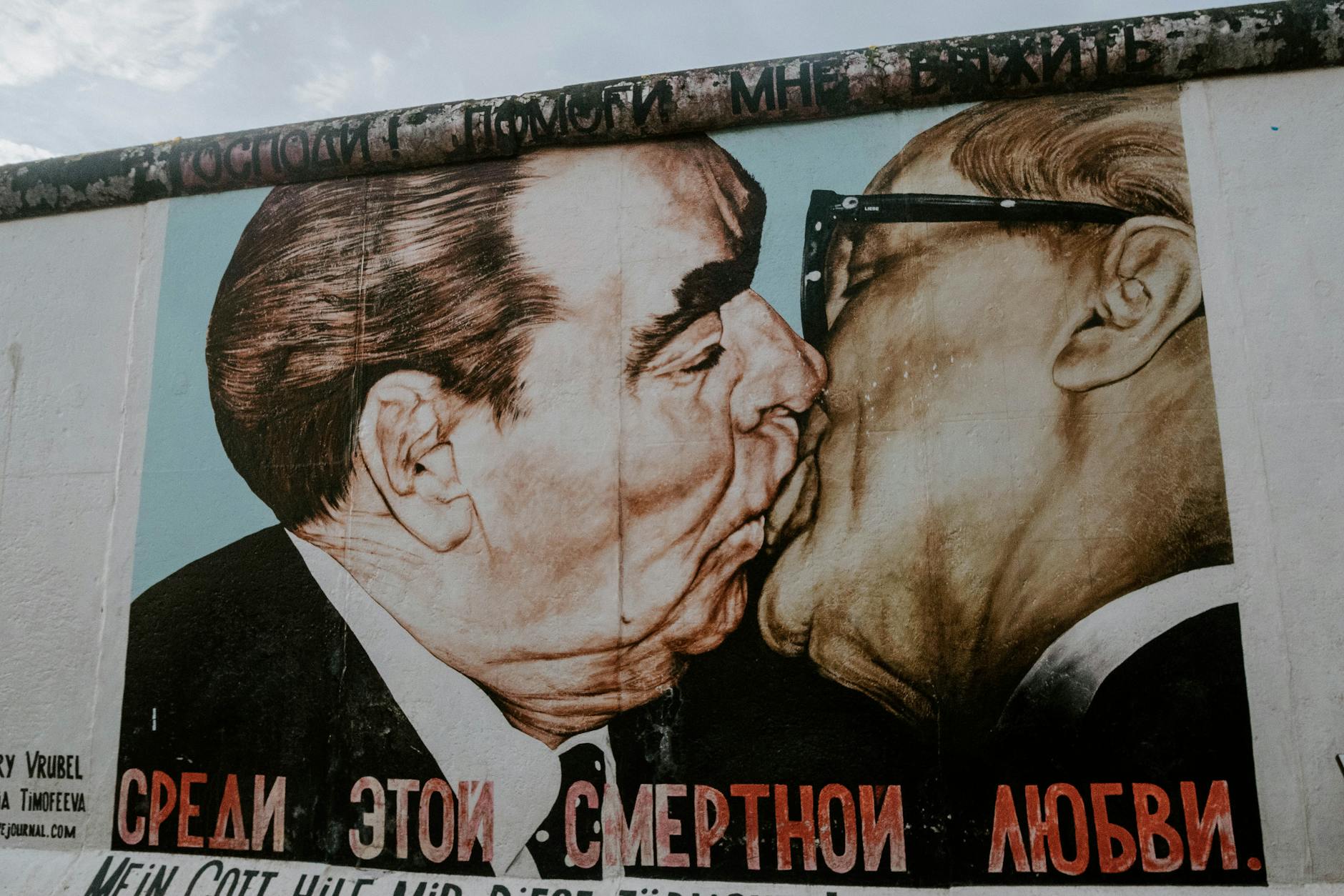 Iconic Berlin Wall mural at the East Side Gallery