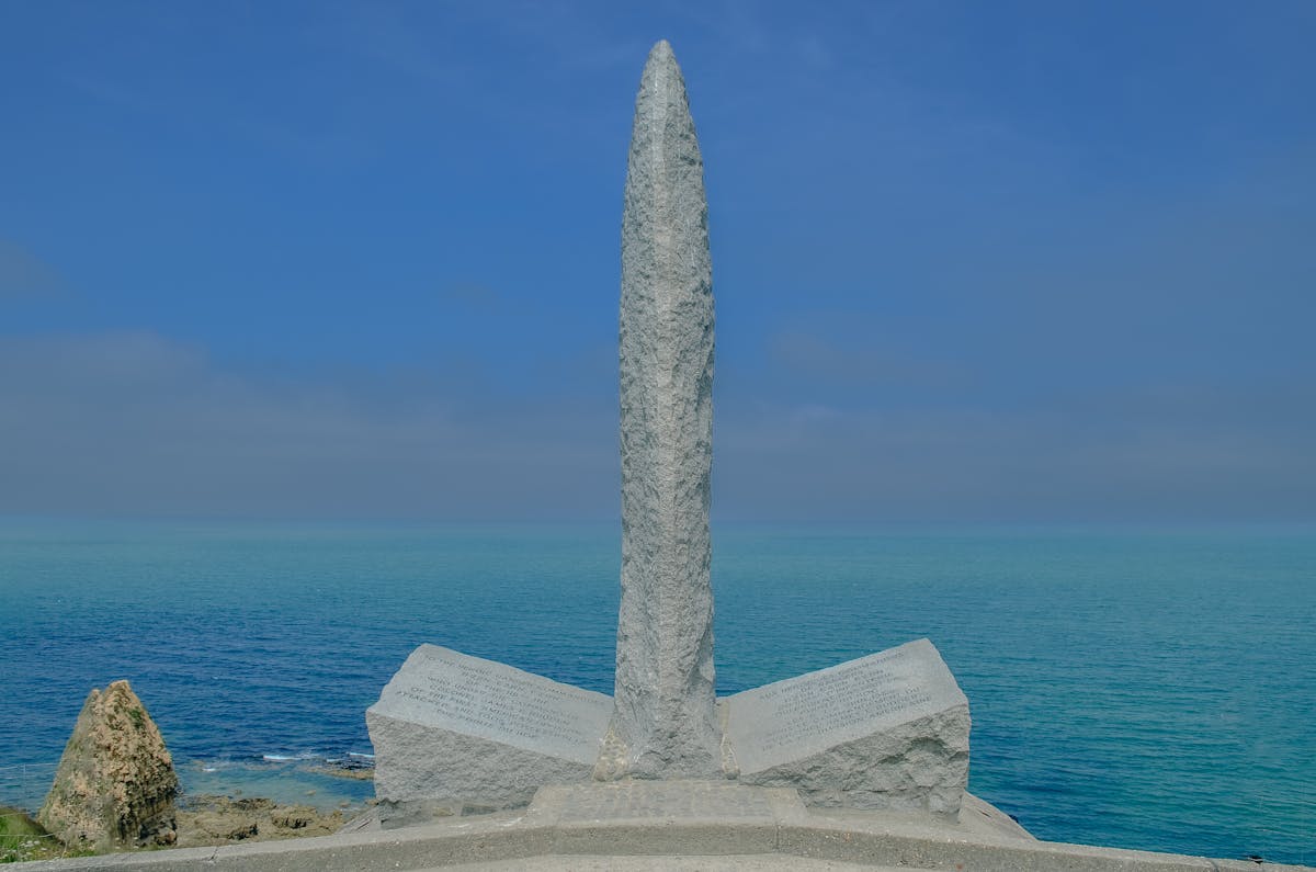 The Pointe du Hoc monument overlooking the ocean in Normandy, France